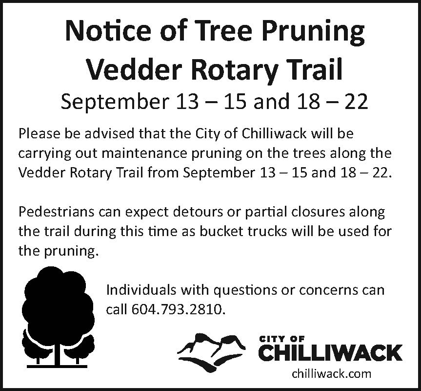 Tree Pruning Notice - Vedder Rotary Trail - City of Chilliwack